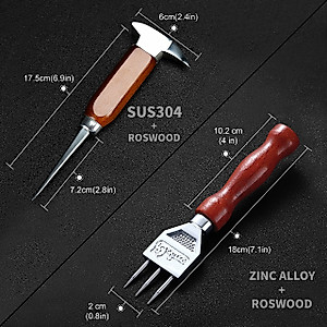 Stainless Steel Ice Pick Set, 7.2 Inch Ice Crusher and 6.8 Inch Dual-action Ice Chisel with Wood Handle, Japanese Style Ice Chipper，ideal for Kitchen, Bars, Bartender（2 Pick）