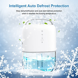 Dehumidifiers, Small Dehumidifiers for Home 320 Sq.Ft with Timer, LED Light 50oz(1500ml) Auto Defrost Portable Dehumidifiers for RV Bedroom Bathroom Closet Kitchen Office, Ultra Quiet