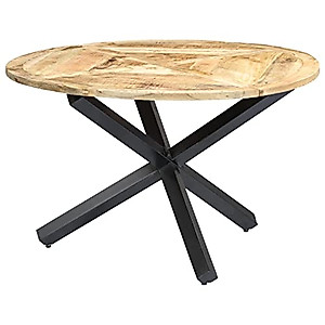 ULUYYUC Dining Table Round 47.2"x29.9" Solid Mango Wood,Multifunctional Party Table Kitchen Tables Living Room Furniture Outdoor Table for Living Room, Kitchen, Backyard, Wedding