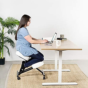 DRAGONN by VIVO Ergonomic Kneeling Chair, Adjustable Stool for Home and Office - Improve Your Posture with an Angled Seat - Thick Comfortable Cushions, White, DN-CH-K01W