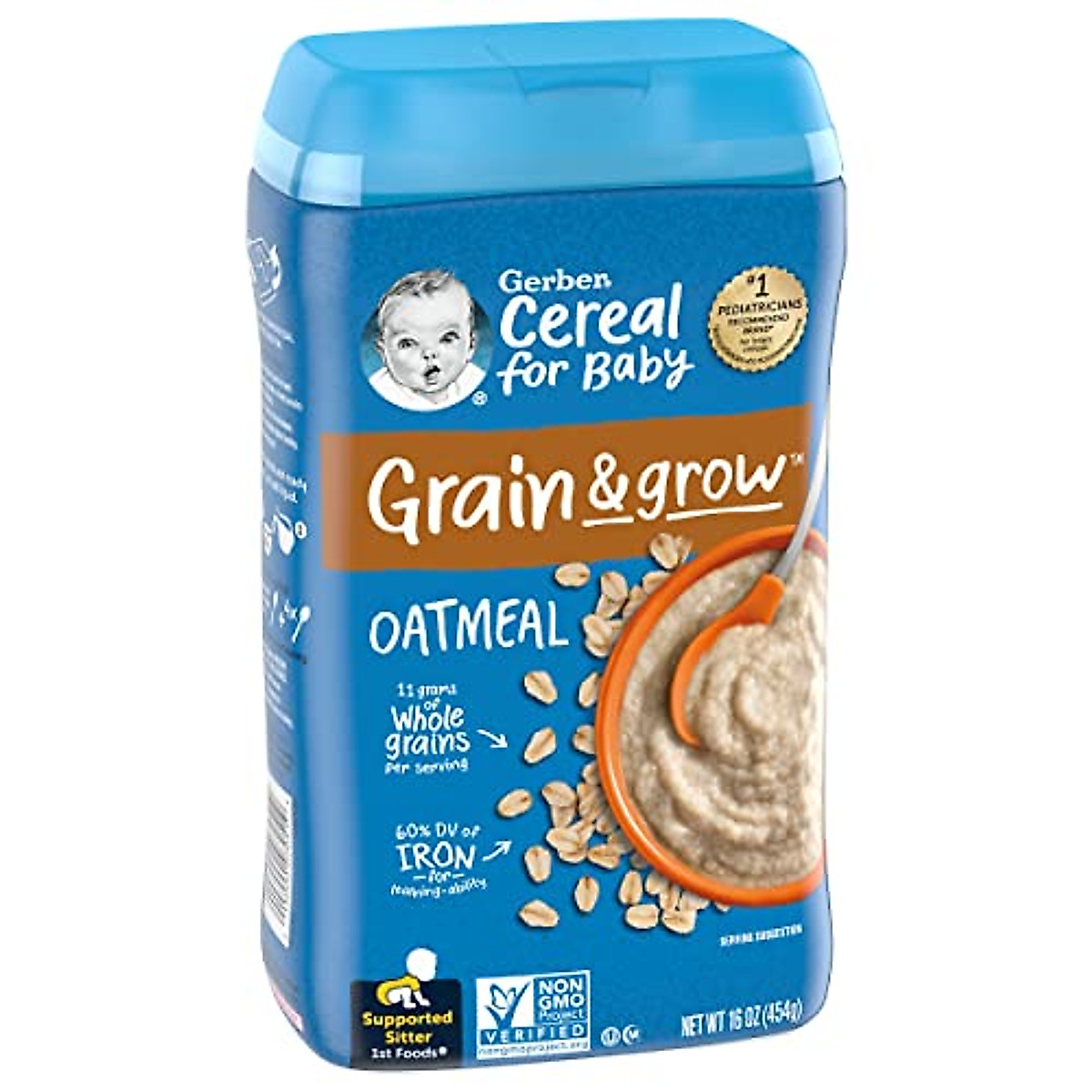 Gerber Baby Cereal 1st Foods, Supported Sitter, Grain & Grow, Oatmeal, 16 Ounce