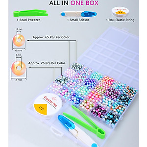 HINSOCHA Bead Bracelet Kit - 1020 Pcs Gradient Colorful Beads Bulk (6mm+8mm) for Bracelet Making, DIY Crafts