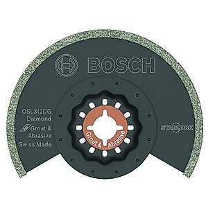 BOSCH OSL312DG 1-Piece 3-1/2 In. x 1/8 In. Starlock Oscillating Multi Tool Grout & Abrasive Diamond Grit Grout Blade for Applications in Grout Removal
