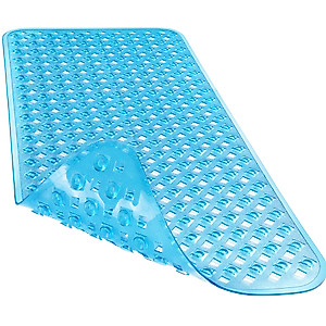 Yimobra Original Bathtub Mat Non Slip, Bath Mats for Tub, Shower Mat with Drain Holes Suction Cups, Machine Washable, BPA, Latex,Phthalate Free, 34.5 x 15.5 Inches, Clean Blue