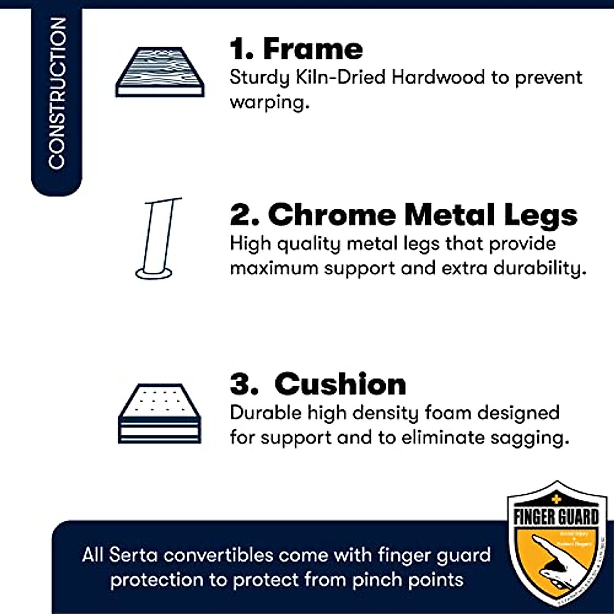 Serta Nelson Convertible Sofa Bed, Black