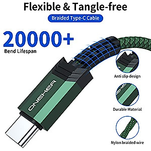 Car Carplay Cable for iPhone 15 15 Pro Max 15 Plus Cable, (3.3ft 2-Pack) USB A to USB C 3A Fast Charging Braided Charge Cord Compatible with Samsung Galaxy S20 S10 S9 S8 Plus,USB C Charger(Green)