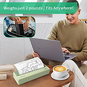 Portable Printer Wireless for Travel, Inkless Printer Support 8.5" X 11" US Letter &Legal, A4&A5 Thermal Paper, Wireless Printer Compatible with Android/iOS & Laptop for Home Use (Avocado Green)