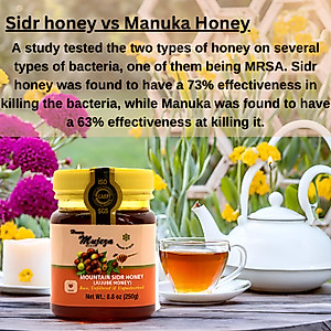 Authentic Mountain Sidr Honey- عسل سدر جبلي أصلي - Jujube Honey, Equal to Manuka Effectiveness Gluten Free 100% Natural Raw Liquid Honey (250g / 8.8oz) عسل المعجزه