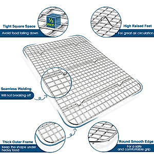 P&P CHEF Baking Rack Cooling Racks Set of 5, Stainless Steel Grid Cooking Roasting Rack for Home Kitchen Use, Oven & Dishwasher Safe, Healthy & Durable