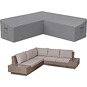 AKEfit Patio V Shaped Sectional Sofa Cover, Waterproof 600D Heavy Duty Outdoor Patio Furniture Set Covers Patio Garden Couch Covers 100"x100"x30"