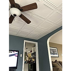 A La Maison Ceilings R24 Line Art Foam Glue-up Ceiling Tile (128 sq. ft./Case), Pack of 48, Plain White