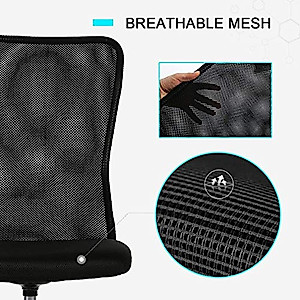 Office Chair Desk Chair Computer Chair with Lumbar Support Ergonomic Mid Back Mesh Adjustable Height Swivel Chair Armless Modern Task Executive Chair for Women Men Adult, Black