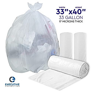 33 Gallon Trash Bags - 100 Count - 33" x 40" Clear Plastic Garbage Bags Tall Can Liners - Cleaning Products for Home, Office Bulk Trash, Light Residential or Commercial Waste, Indoor and Outdoor Use