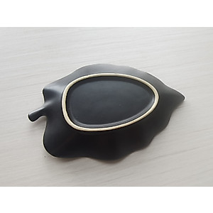 Ceramic Spoon Rest Cooking Spoon Holder for Kitchen Counter/Stove Top/Dining Table with Cute Spoon, Leaf Shaped, Modern Farmhouse Decorative, 7.5x5.1 inch