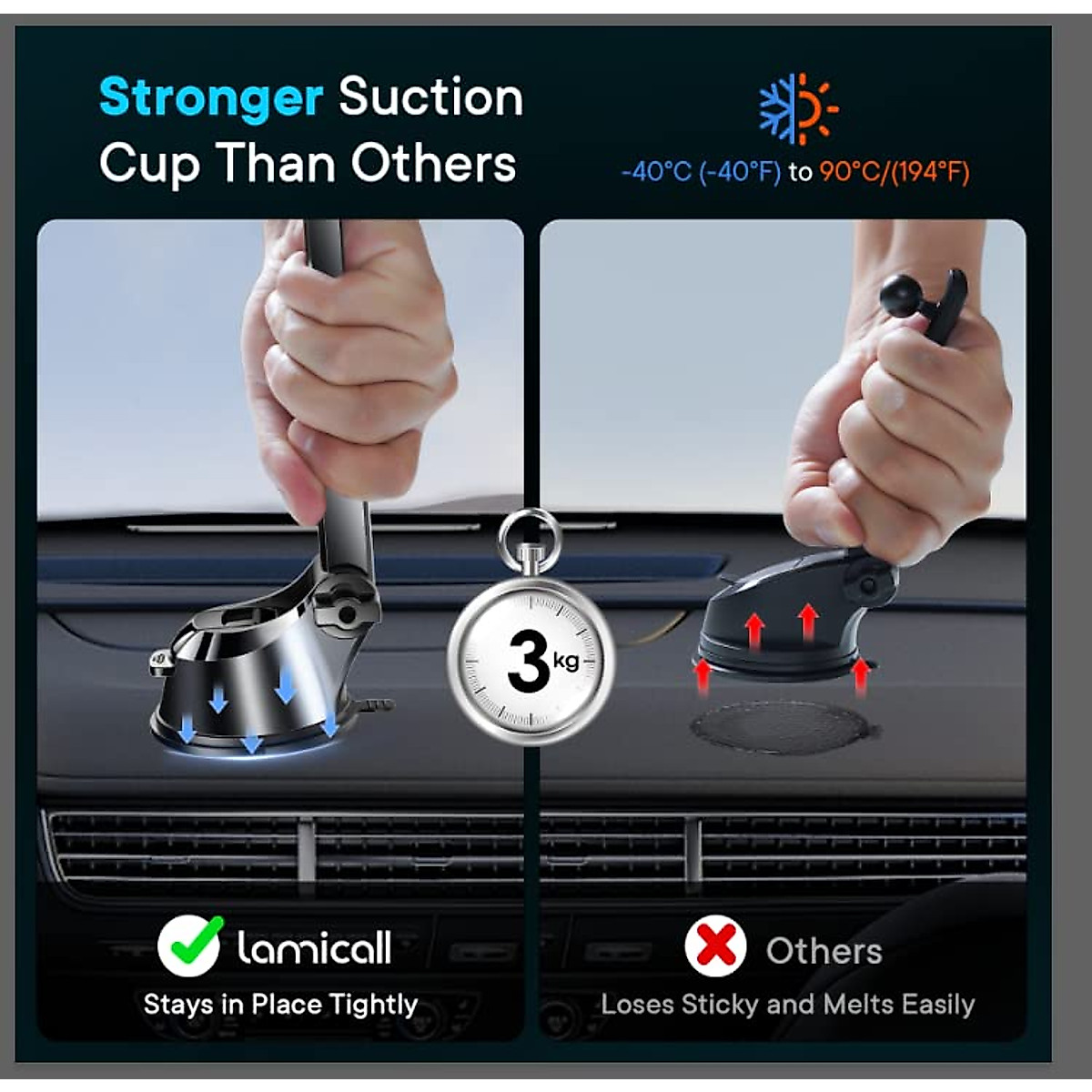 Lamicall Phone Mount for Car, [One Touch Auto Clamping] Car Cell Phone Holder Mount Dashboard Windshield Vent for iPhone 14 13 12 Pro Max, Samsung Galaxy S22 All Phones