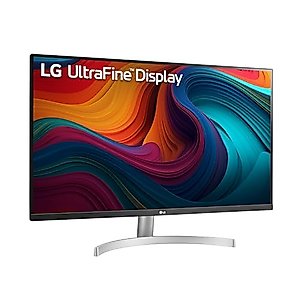 LG 32UN500-W Monitor 32" UltraFine (3840 x 2160) Display, AMD FreeSync, DCI-P3 90% Color Gamut, HDR10, Built-in Speakers, 3-Side Virtually Borderless Design - Silver/White