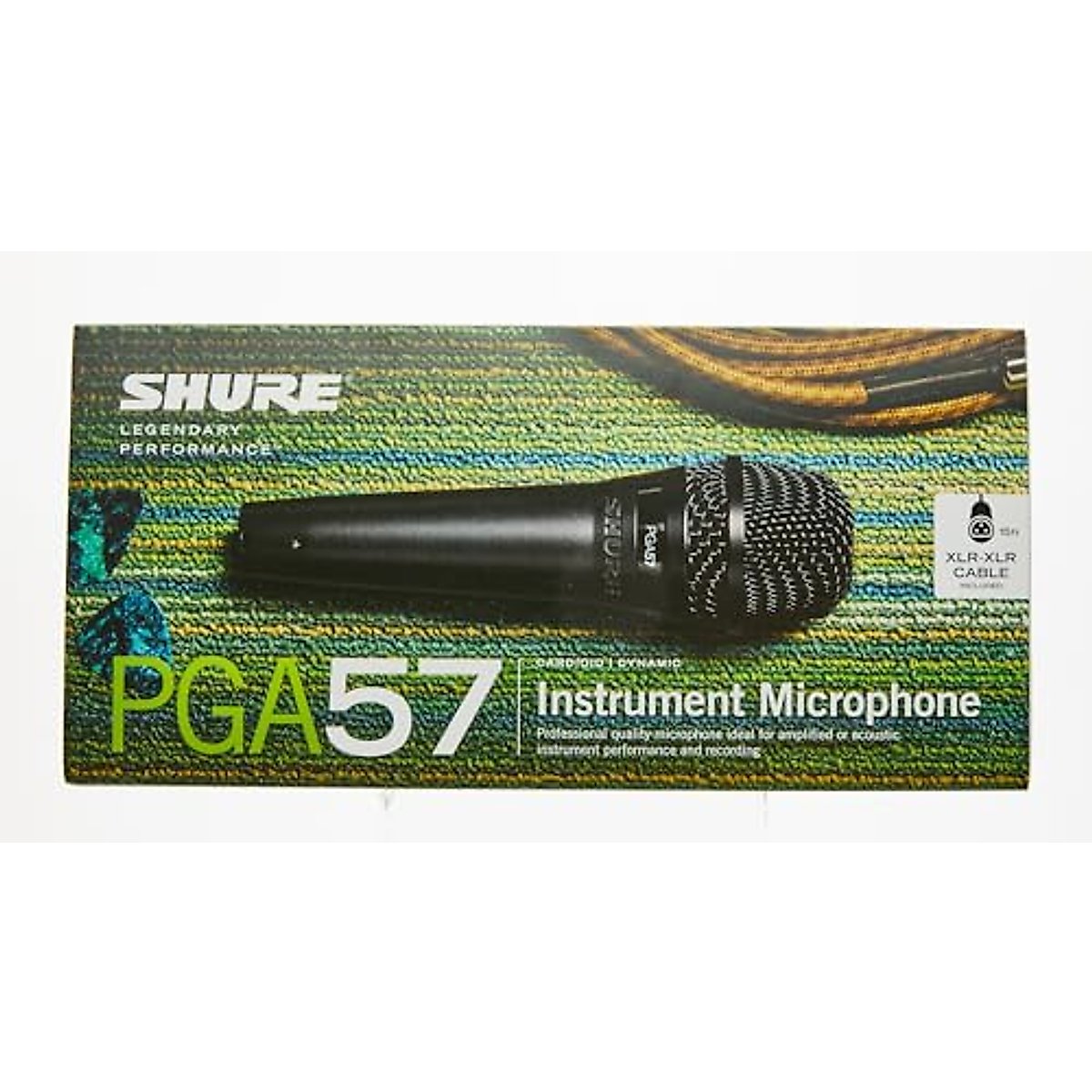 Shure PGA57 Dynamic Microphone - Professional Quality Instrument Mic with Cardioid Pick-up Pattern, 3-in XLR Connector, 15' XLR-to-XLR Cable, Stand Adapter and Zipper Pouch, (PGA57-XLR)