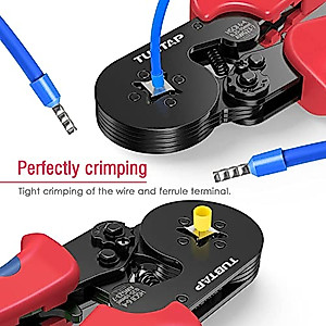 TUBTAP Ferrule Crimping Tool Kit - with 1200PCS Wire Ferrules - Terminal Crimper for Electricians [AWG 23-7]- Wire Ferrule Kit for Wire-End Ferrules, 0.25-10 mm²