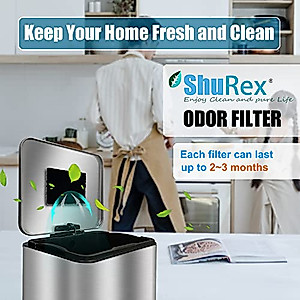 12-Pack Universal Stick-on Trash Can Odor Absorbing Filters, Activated Charcoal Purifying Deodorizer for Trash Cans, Compost Buckets, Countertop and Recycle Bins (Rectangle)