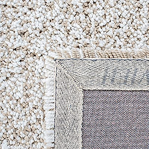 SAFAVIEH Ultimate Shag Collection 8' x 10' Sand / Ivory SGU211C Handmade Solid 1.6-inch Thick Area Rug