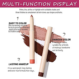 SAUBZEAN Eyeshadow Pencil Makeup, Waterproof Hypoallergenic Long Lasting Crayon, Highlighter Matte Cream Eye Shadow Stick, Glitter Primer Palette Shimmer Eyeliner Pen, Blue Grey