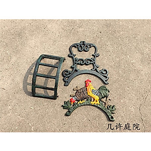 Riyyow Retro cast Iron Cock Water Pipe Rack Painted Courtyard Water Pipe Storage Bracket Gardening Rack Garden Villa Mural Animal
