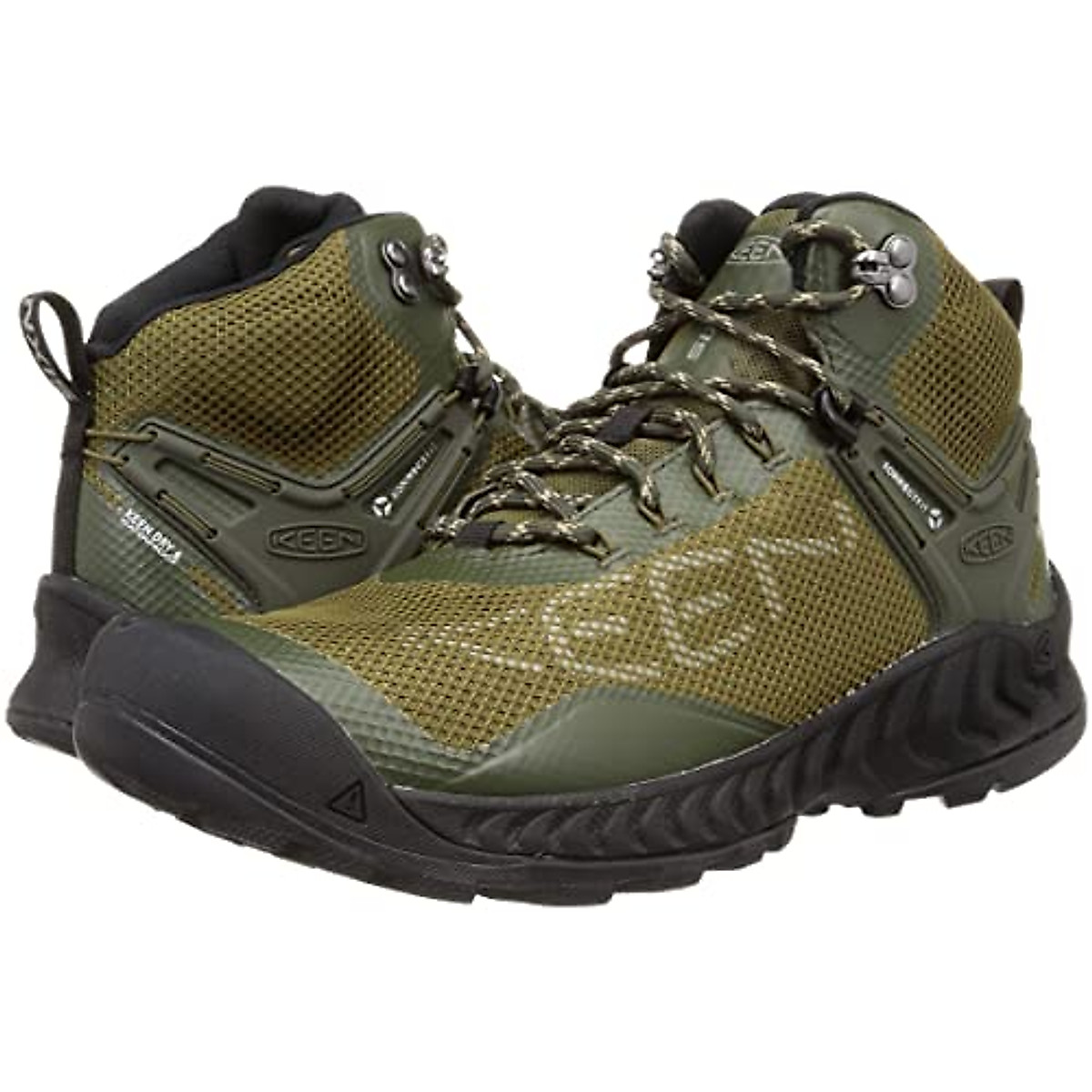 KEEN Men's NXIS Evo Mid Height Waterproof Hiking Boots, Forest Night/Dark Olive, 12