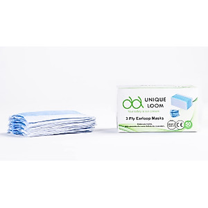 Unique Loom - 3 Ply Earloop Masks, 50 Pcs (1 Pack) Disposable Face Masks