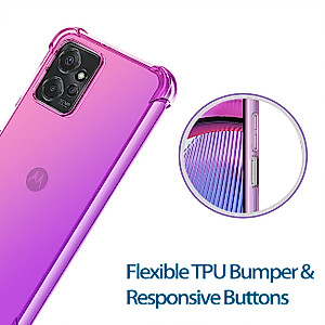 KOARWVC Case for Motorola ThinkPhone Case, Moto ThinkPhone 5G Case, Crystal Clear Case Gradient Slim Anti Scratch TPU Shockproof Protective Phone Cases Cover for Motorola ThinkPhone (Pink/Purple)