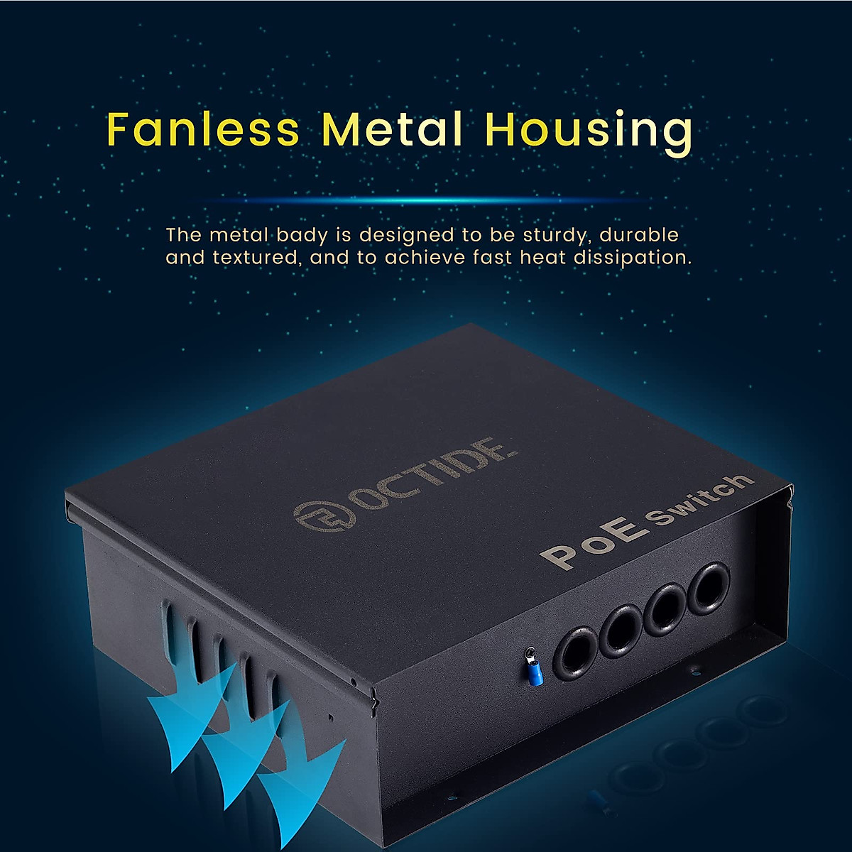 Octide Outdoor Waterproof PoE Switch, with 8 Ports PoE & 2G Uplink & 1SFP, Support IEEE802.3af/at, Metal Housing, Play&Play, AI Watchdog, Fanless Unmanage.