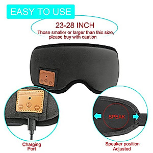 MOITA Sleep Headphones Bluetooth Sleep Mask, 3D Sleeping Eye Mask with Built-in Sponge Speakers, Wireless Bluetooth Headphones Sleep Mask for Sleeping, Napping, Travelling, Yoga, Meditation (Black)