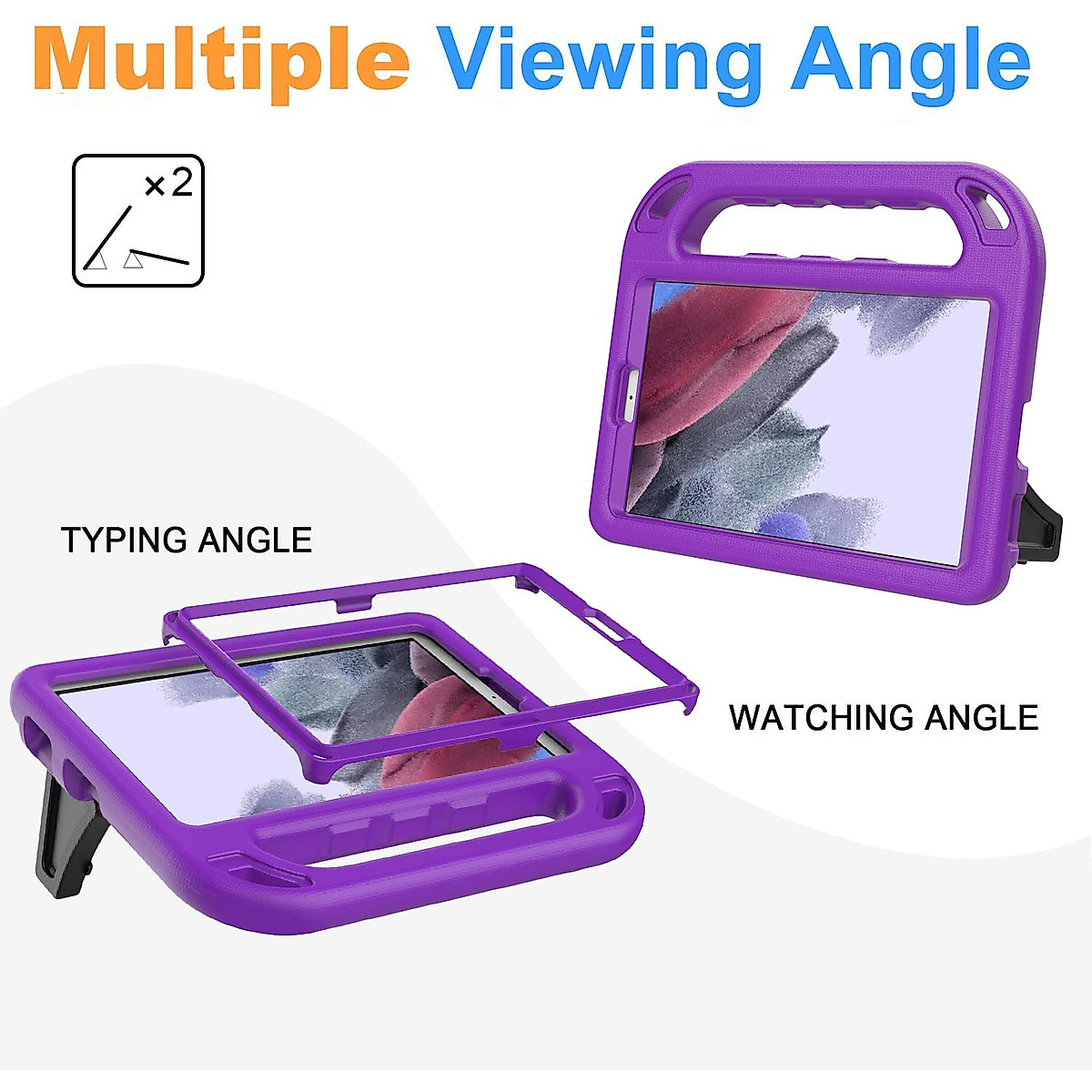 BMOUO Kids Case for Samsung Galaxy Tab A7 Lite 8.7" 2021(SM-T220/T225),Tab A7 Lite Case with Built-in Screen Protector, Shockproof Handle Stand Kids Case for Samsung Galaxy Tab A7 Lite 2021, Purple