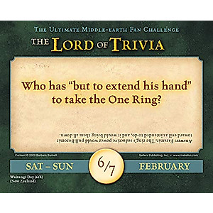 2021 The Lord of Trivia The Ultimate Middle Earth Fan Challenge Boxed Daily Calendar