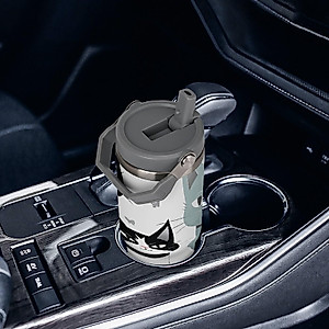 30oz Stainless Steel Insulated Tumbler with Flip Lid & Straw, Leakproof Travel Mug for Car, Black And White Cats Double Wall Vacuum Thermal Coffee Cup with Handle, Spill-Proof Design for Hot/Cold Drin