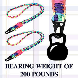 Frienda 2 Set Heavy Duty Paracord Lanyard Necklace Whistles Strap Braided 550 Keychain Lanyard for Outdoor Activities (Dark Camouflage)