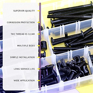 Swpeet 141Pcs Black M6 × 15/20/25/30/35/40/45/50/55/60/65/75/80mm Crib Hardware Screws Kit, Hex Socket Head Cap Crib Baby Bed Bolt and Barrel Nuts with 1 x Allen Wrench Perfect for Furniture