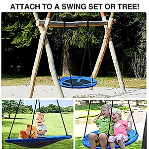 RedSwing 43" Flying Saucer Swing for Kids Outdoor, Large Round Tire Swings for Trees and Swingset, Strong Heavy Duty for Outside Playground, 500LBS Weight Capacity, Blue