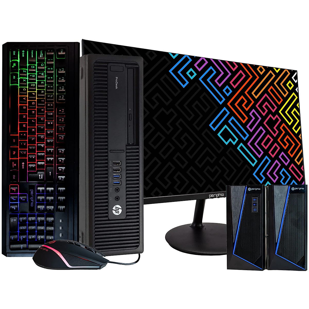 HP 600G2 SFF Desktop Computer PC, Intel i5-6500, 16GB RAM 2TB HDD, Windows 10 Pro, New 23.6 FHD Monitor, New 16GB Flash Drive, RGB Keyboard & Mouse, DVD, WiFi (Renewed)