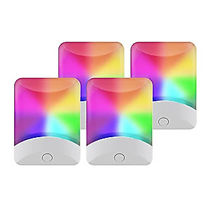 GE Color-Changing LED Night Light, Plug Into Wall, Dusk to Dawn Sensor, 8 Vibrant Colors, Ambient Lighting, Kids Adults Bedroom, Bathroom, Nursery, Kitchen, Hallway, 4 Pack, 50860