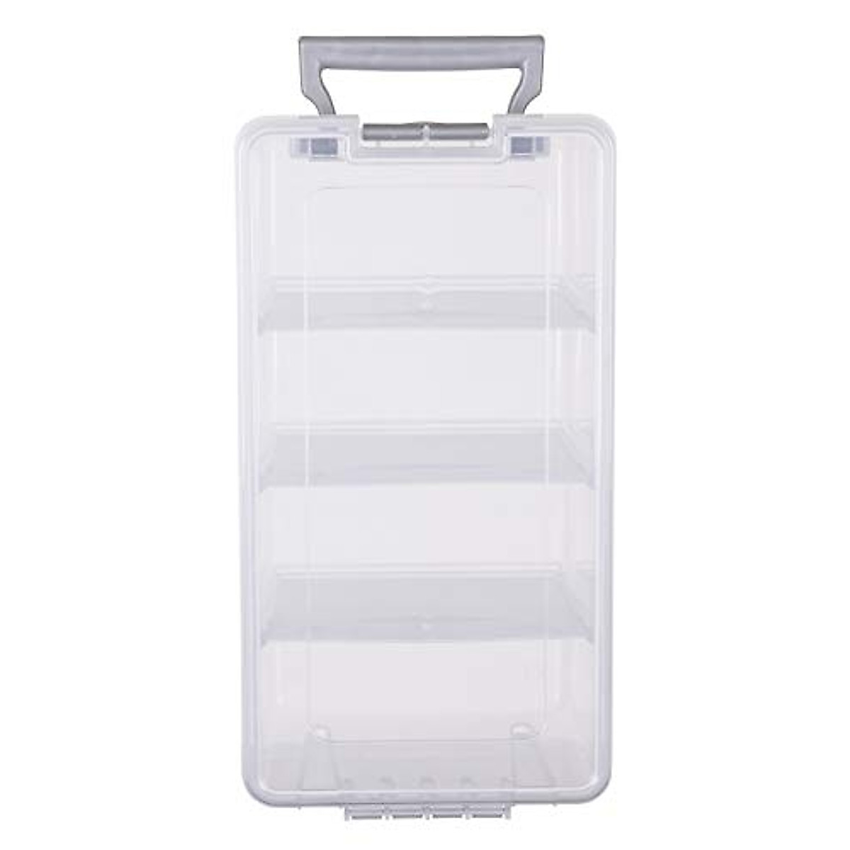 AB Designs 6925ABD Semi Satchel with Removable Dividers, Stackable Home Storage Organization Container, Clear with Sliver Latches and Handle