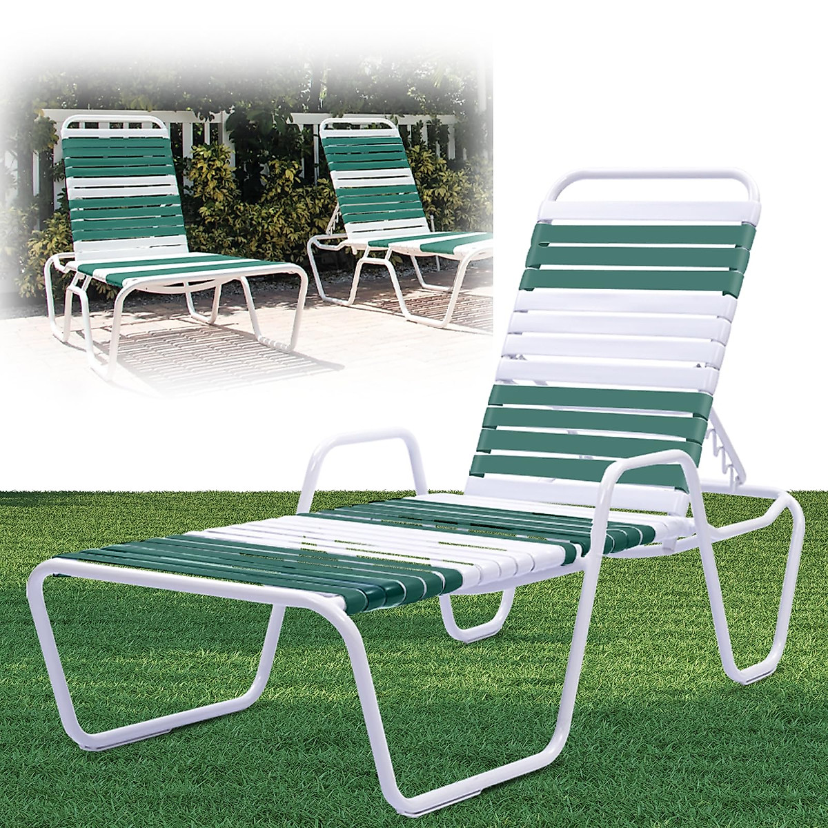 LukLoy 2" Wide Vinyl Straps for Patio Chairs Repair 20ft Long Patio Garden Furniture Replacement Straps with 20 Rivets, Dark Green