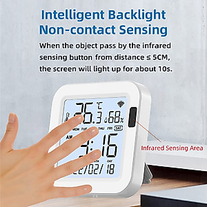 WiFi Temperature Humidity Monitor: Upgraded Smart Temperature and Humidity Sensor with Large Backlit LCD Screen & App Alerts, Indoor Thermometer Hygrometer Compatible with Alexa Google Assistant