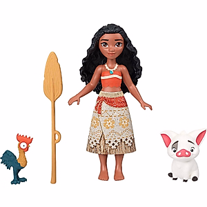 Mattel Disney Princess Moana Small Doll & Boat Playset with Floating Boat Vehicle & 2 Character Friends, from Disney Movie