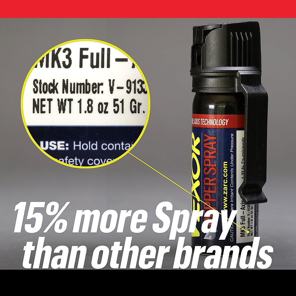 Vexor Pepper Spray w/Belt Clip for self defense - 3 Pack, Maximum Police Strength, 20-foot range, Full Axis (360°) capability, Flip Top safety for Quick and Accurate Aim, Protection for Women and Men