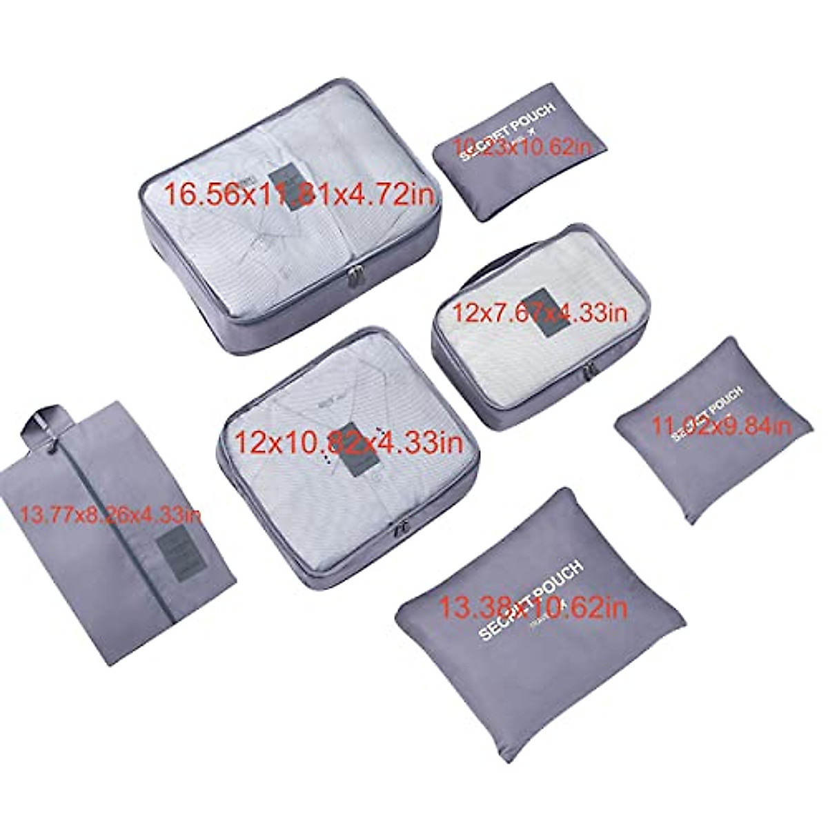 7-Piece Storage Bag for Moving, Dormitory, Travel, Camping, Christmas Decoration, Packaging Supplies, Organizer's Handbag, Reusable and Sustainable Use (Gray)