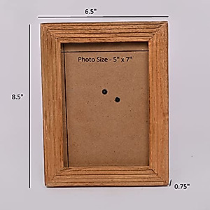 EDHAS Acacia Wood 5" x 7" Picture Frame with Real Glass For Tabletop, Farmhouse Solid Natural Wood Picture Frame