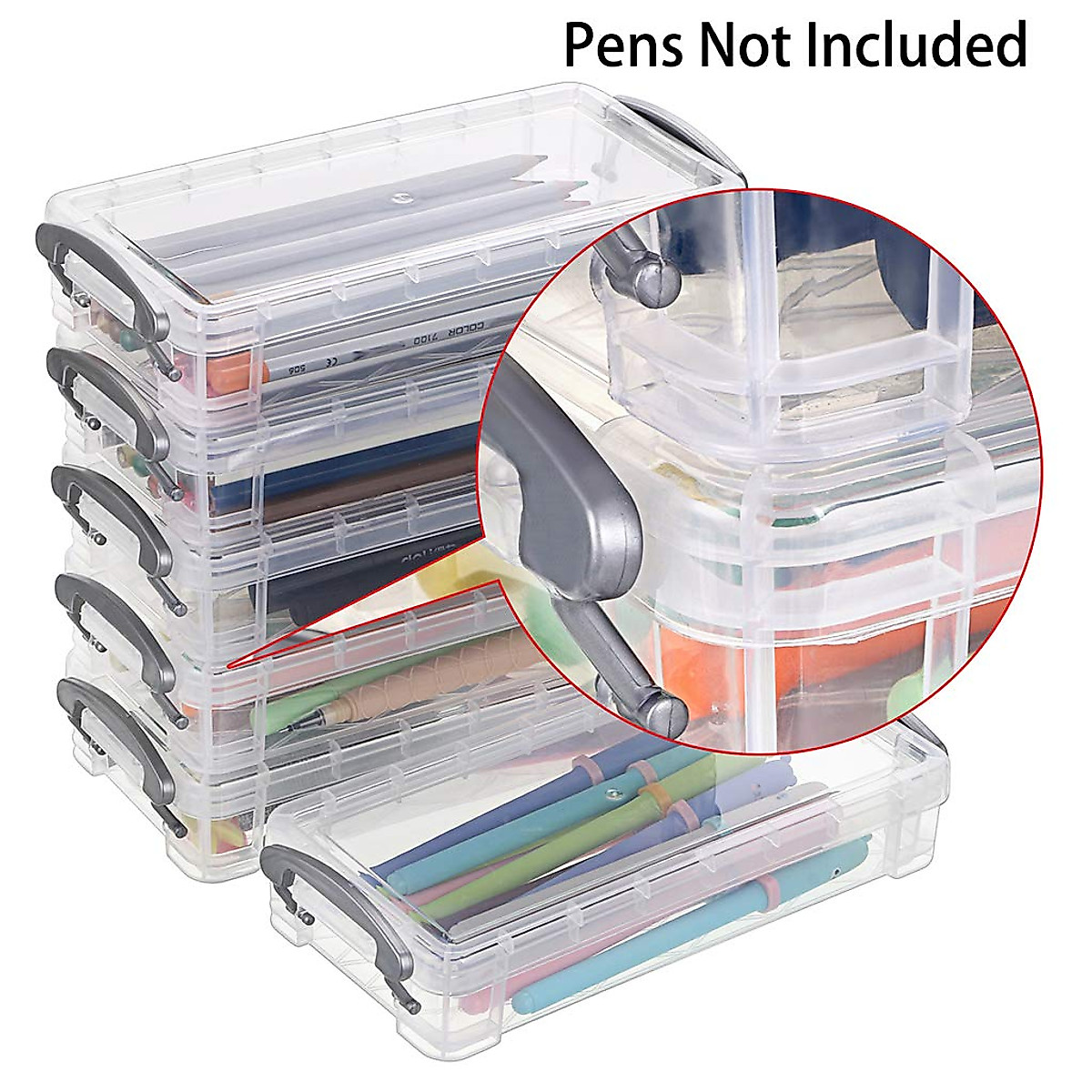 BTSKY Large Capacity Pencil Box, Office Supplies Storage Organizer Box, Brush Painting Pencils Storage Box Watercolor Pen Container Drawing Tools(6 Pack)