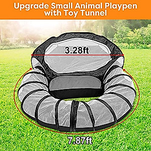 Small Animal Playpen Guinea Pig Cage Rabbit Pet with Tunnel Breathable&Transparent Pop Open Indoor Outdoor Exercise Portable Yard Fence with Top Cover for Cats,Bunny,Hamster,Hedgehog Pet,Chinchillas
