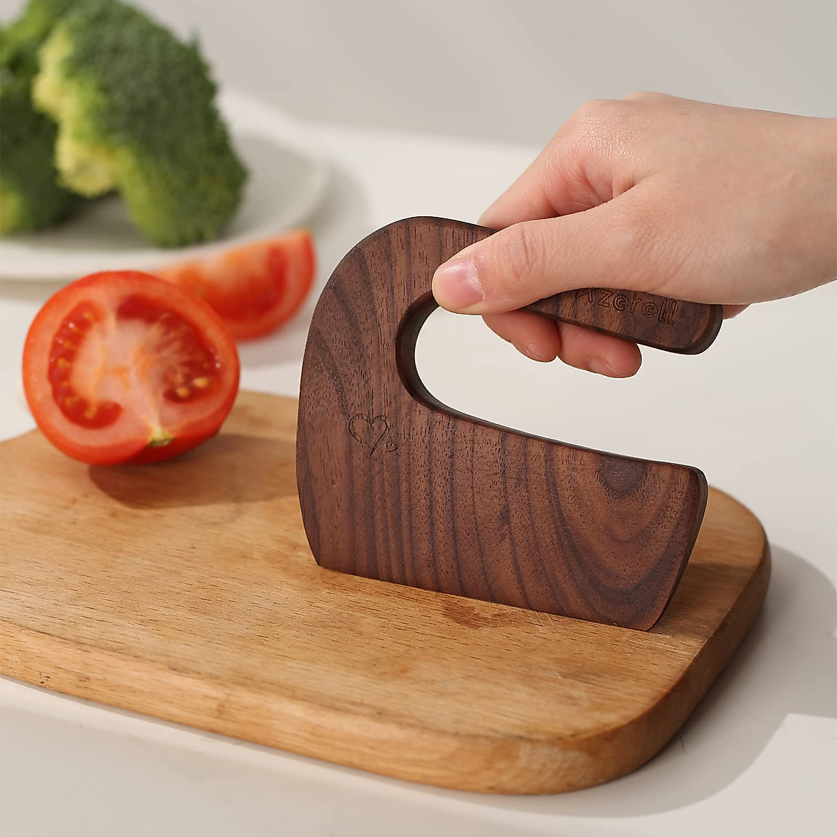 Azerell Wooden Toddler Knife,Kids Knife for Cooking,Love Theme Kids Knife,Kid Safe Knives with Velvet Bag,Montessori Kitchen Tools for Toddlers,Ages 3 Years Old+