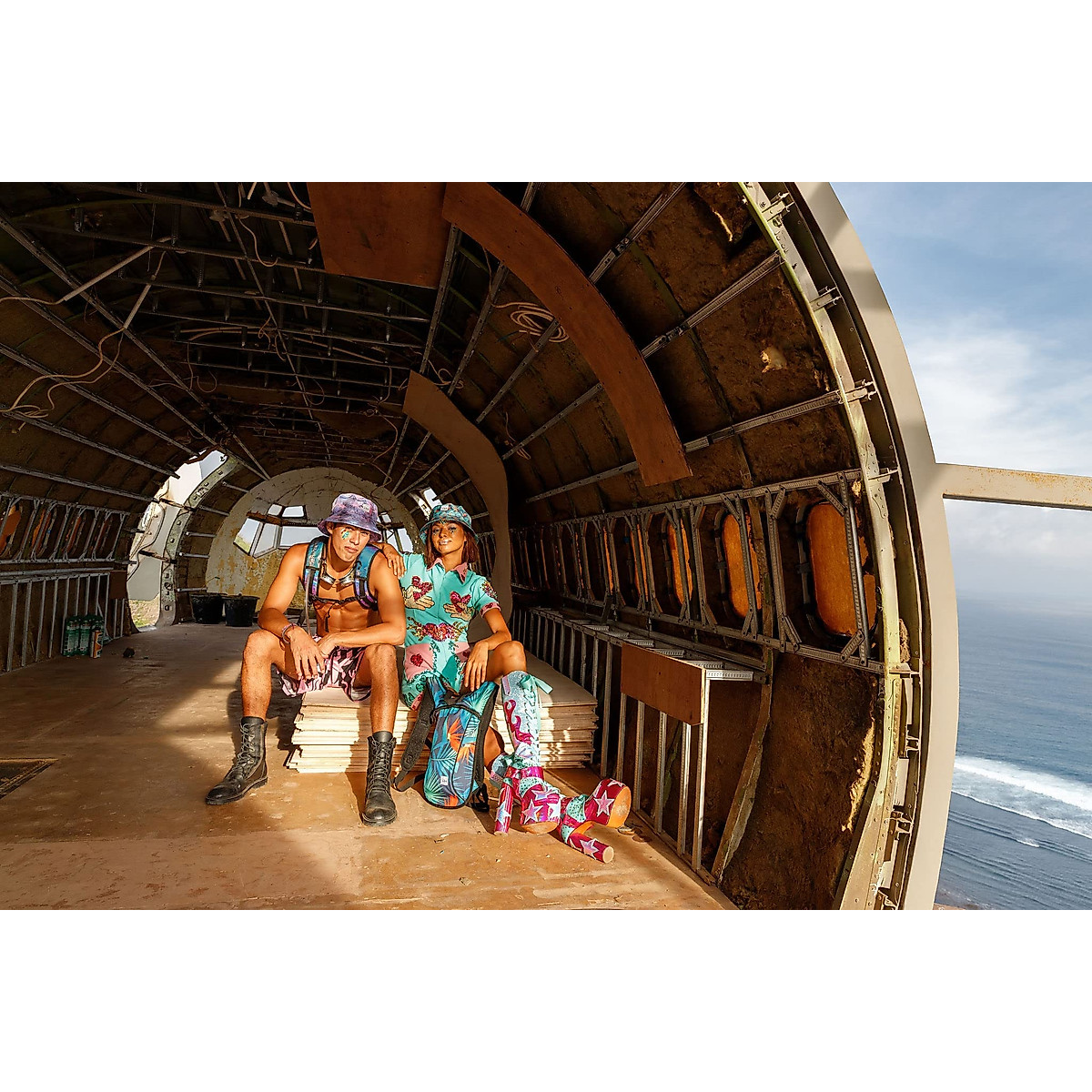 Vibe Hydration Pack Backpack with 2L Bladder for Women, Men, Teens, Kids - Sports, Outdoor, Running, Camping, Hiking, Festivals, Raves (Tropical Hawaii)